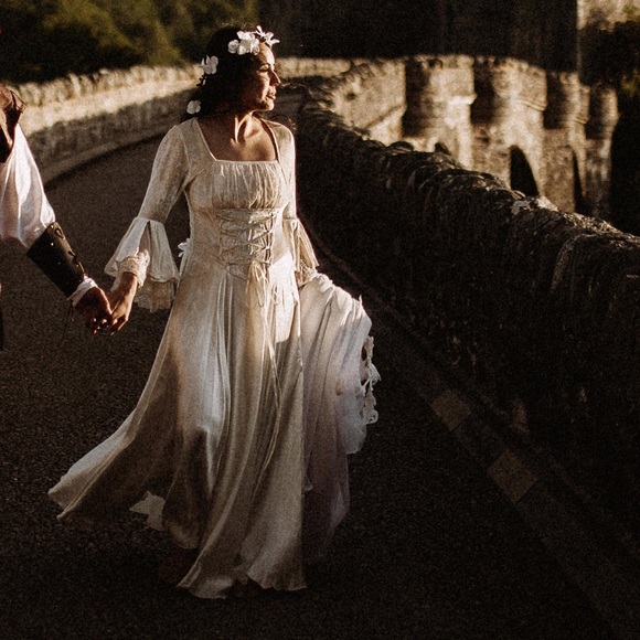 Dresses | Medieval Cream Colored Dress Wedding Renaissance Faire | Poshmark